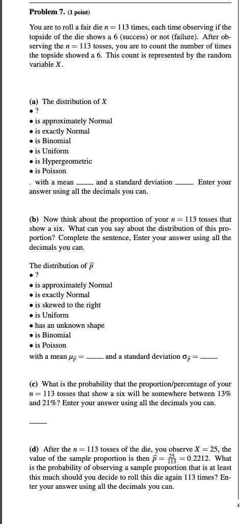 Solved Problem 5. (1 ﻿point)Problem 7. (1 ﻿point)You are to | Chegg.com