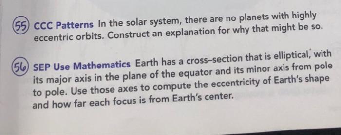 Solved 55) CCC Patterns In the solar system, there are no | Chegg.com