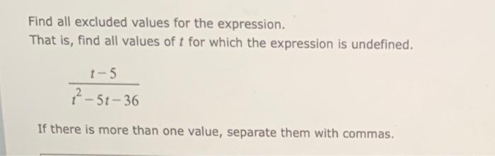 Solved Find all excluded values for the expression. That is, | Chegg.com