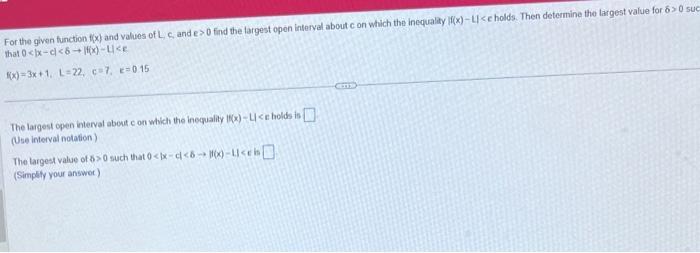 Solved Use the graph below to find a δ>0 such that for all | Chegg.com