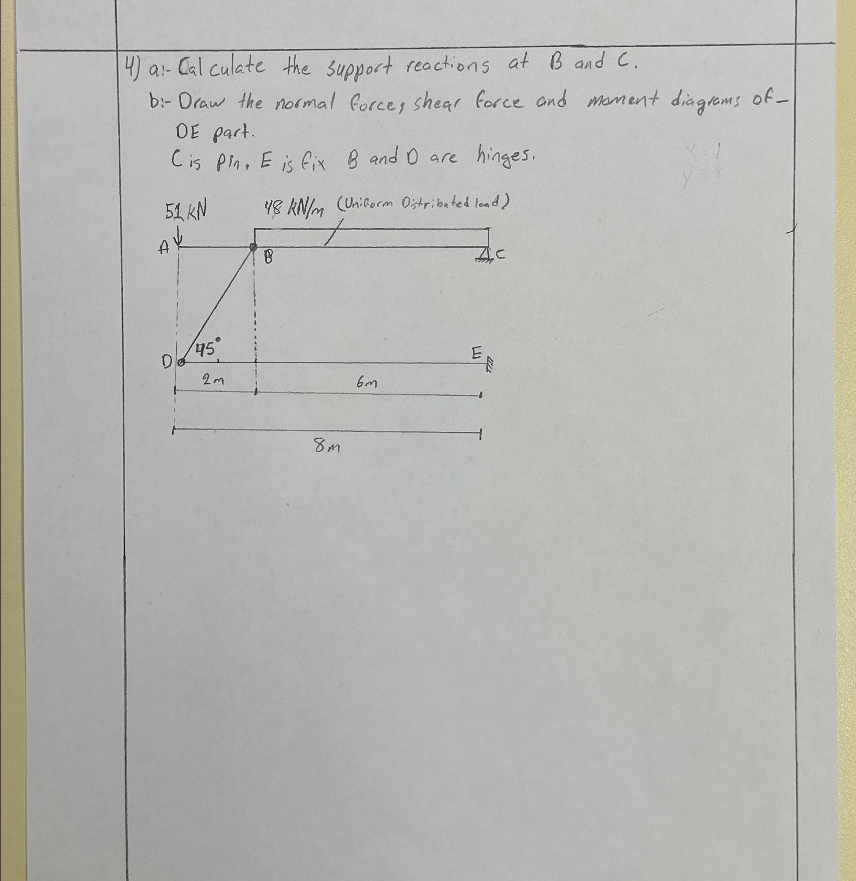 Solved a:- ﻿Calculate the support reactions at B ﻿and C.b:- | Chegg.com