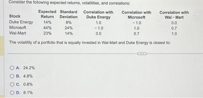 Solved Consider the following expected returns, | Chegg.com