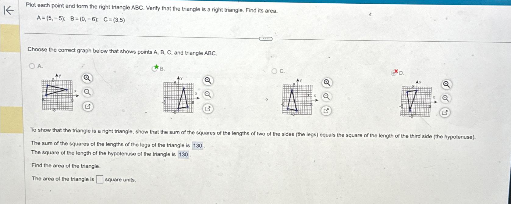Solved Plot each point and form the right triangle ABC. | Chegg.com