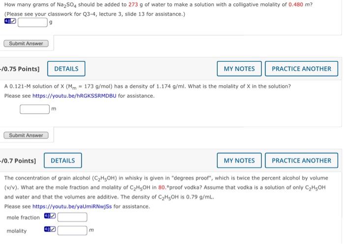 Solved How many grams of Na2SO4 should be added to 273 g of | Chegg.com