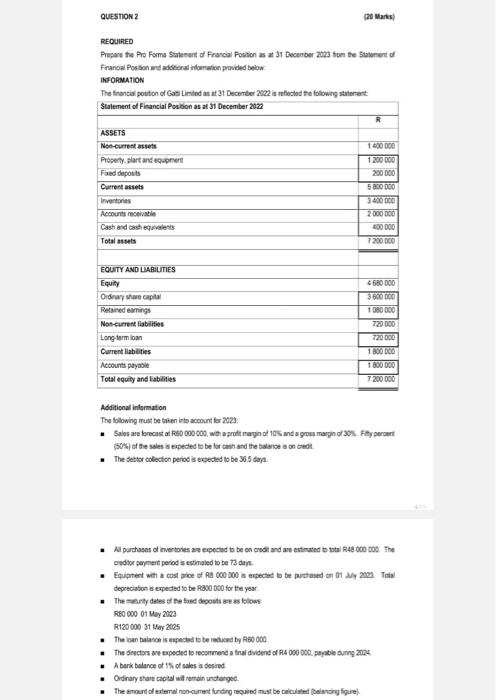 Solved auestion? (20 Marks) RECUIRED Prepare the Pre Form | Chegg.com