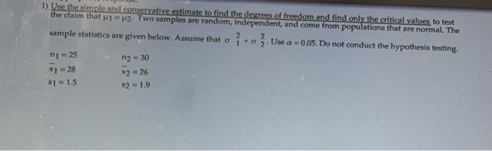 Solved 1) Use the simple and conservative estimate to find | Chegg.com
