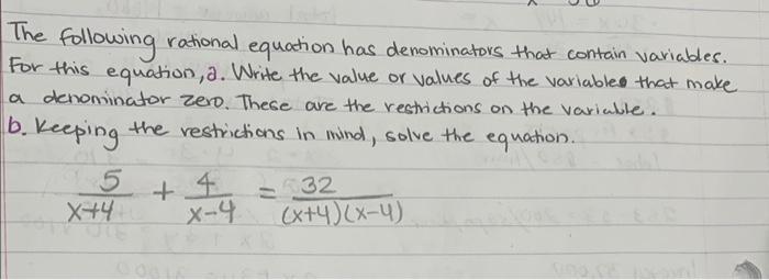 Solved The following rational equation has denominators that | Chegg.com