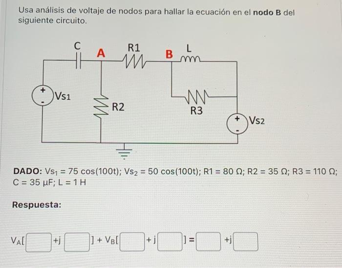 Solved Use Node Voltage Analysis To Find The Equation At 0038