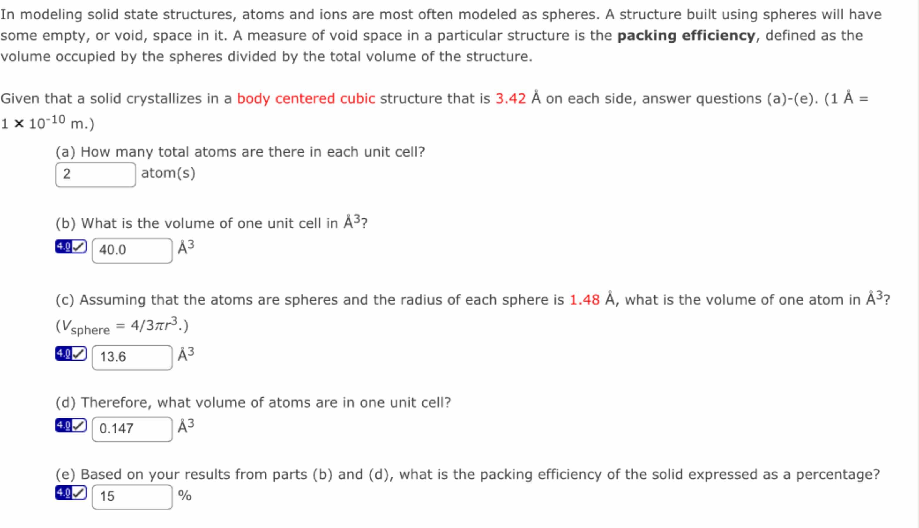 Solved In modeling solid state structures, atoms and ions | Chegg.com