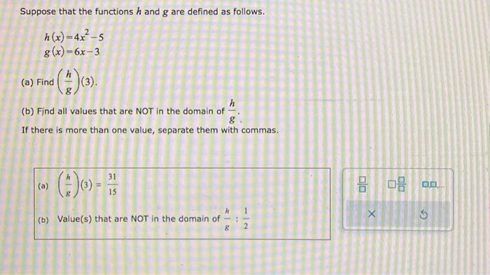 Solved Suppose that the functions h and g are defined as | Chegg.com