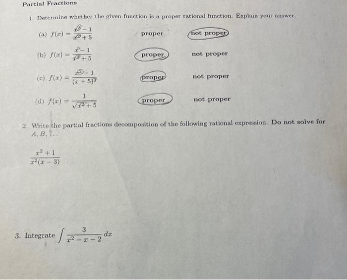 Solved 1. Determine whether the given function is a proper | Chegg.com