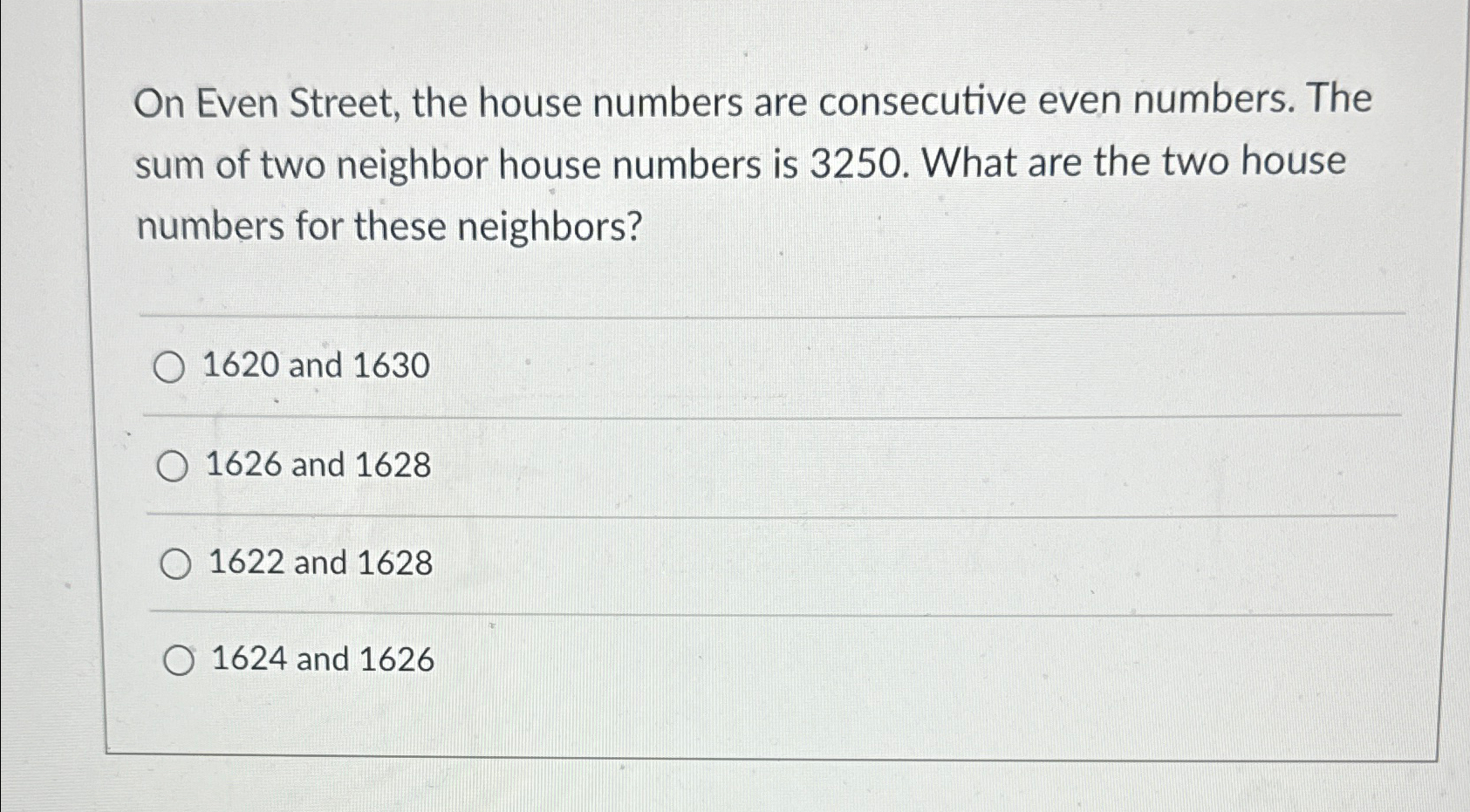 Solved On Even Street, the house numbers are consecutive | Chegg.com