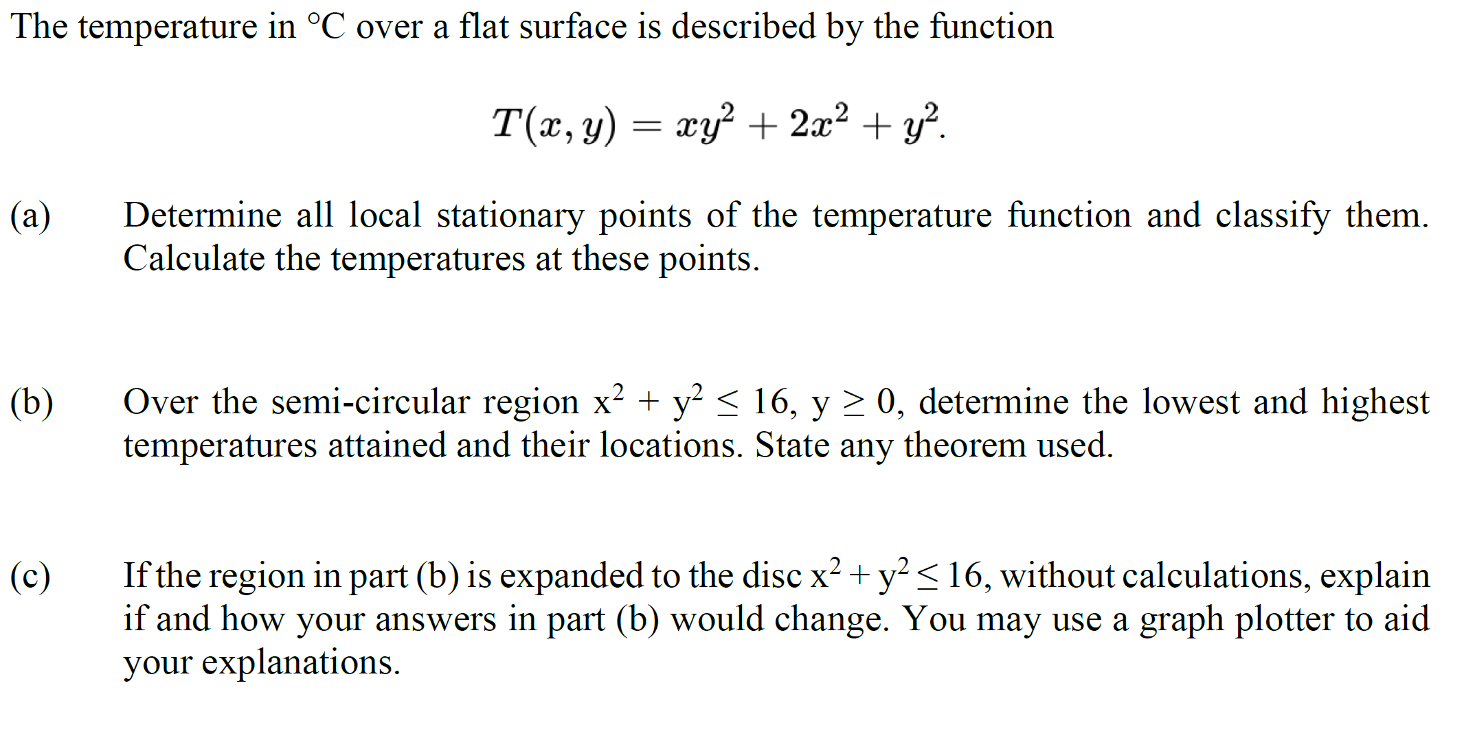 Solved The temperature in \\\\deg C over a flat surface is | Chegg.com