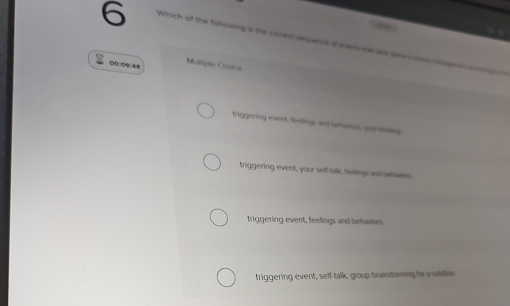 Solved triggering event, your self talk, feelings mad oet | Chegg.com