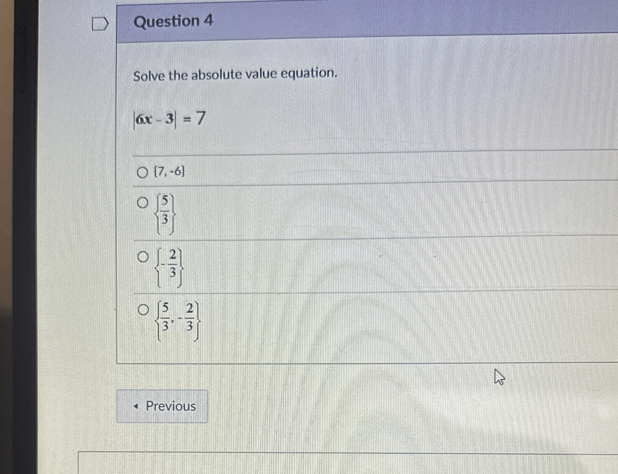 Solved Question 4Solve the absolute value | Chegg.com