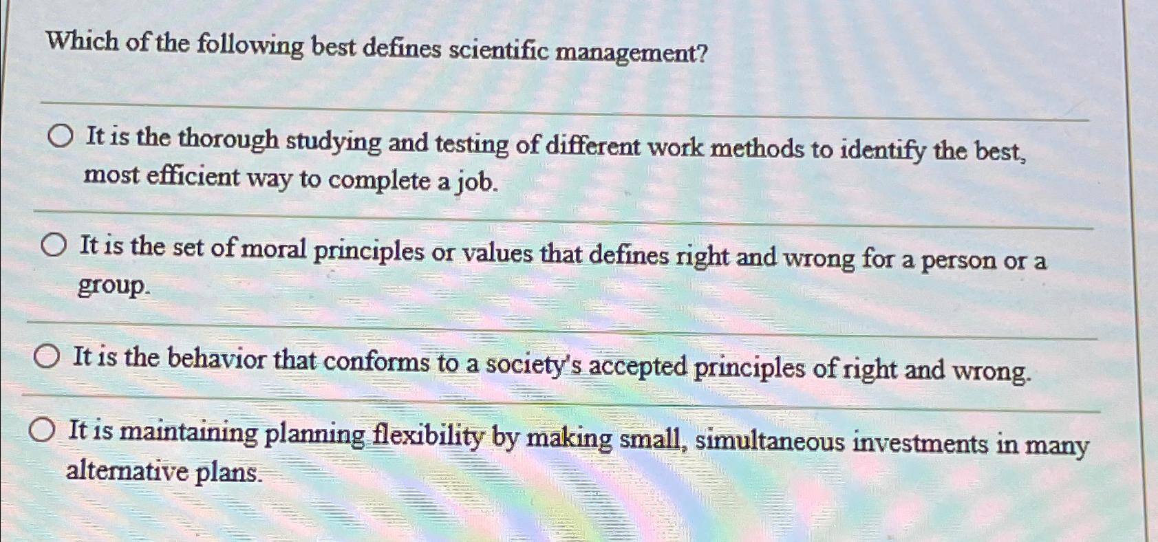 Solved Which of the following best defines scientific | Chegg.com