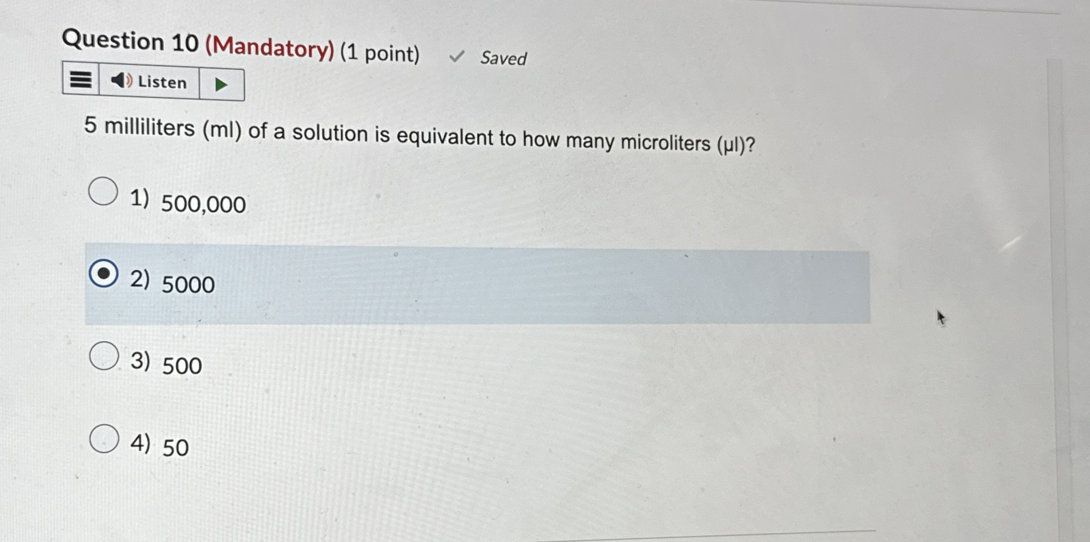 Solved Question 10 (Mandatory) (1 ﻿point) ﻿SavedListen5 | Chegg.com