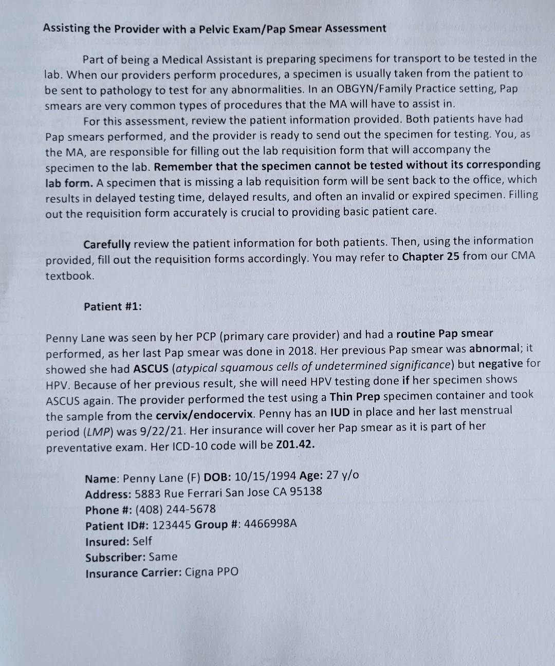 Assisting the Provider with a Pelvic Exam/Pap Smear | Chegg.com