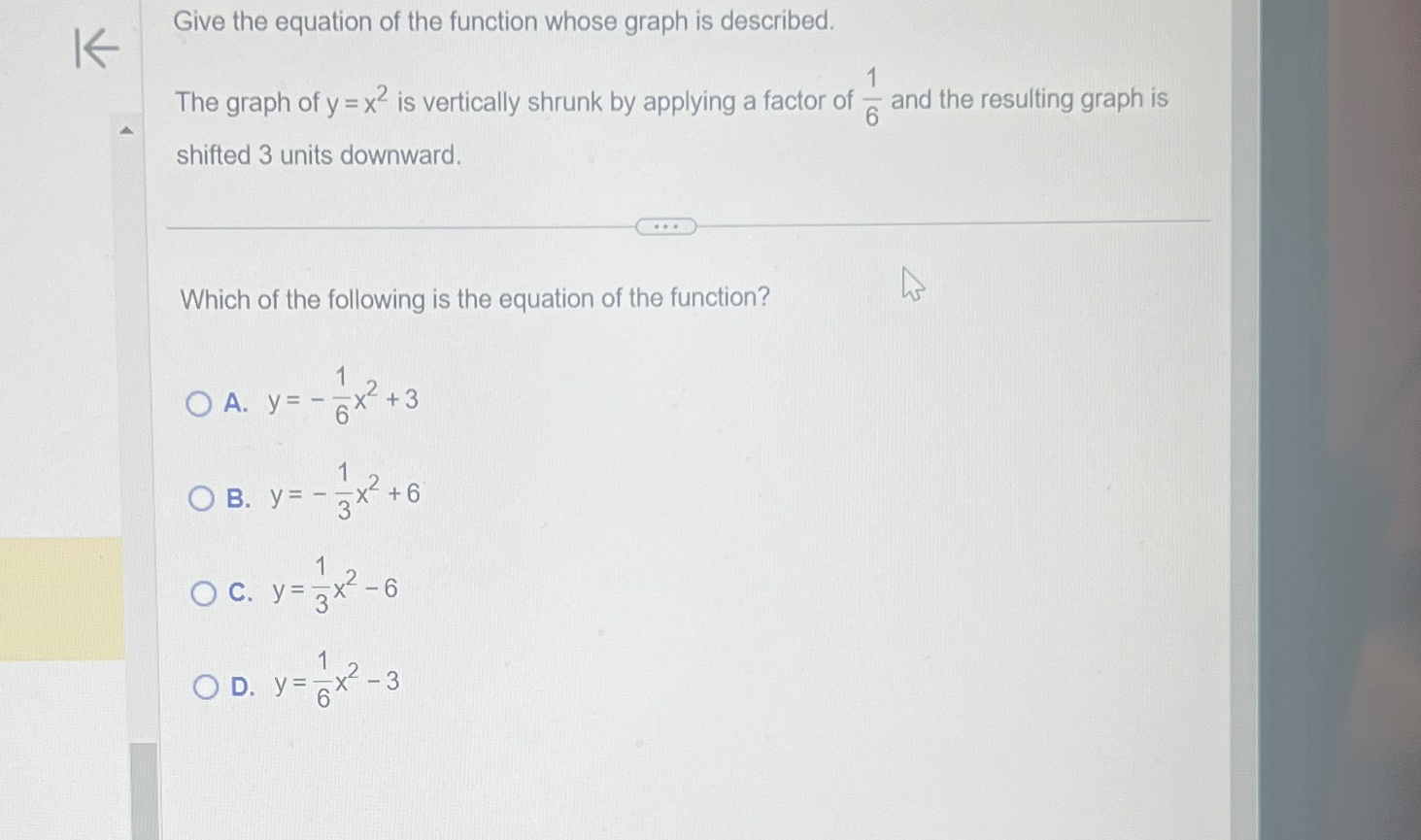 Solved Give the equation of the function whose graph is | Chegg.com