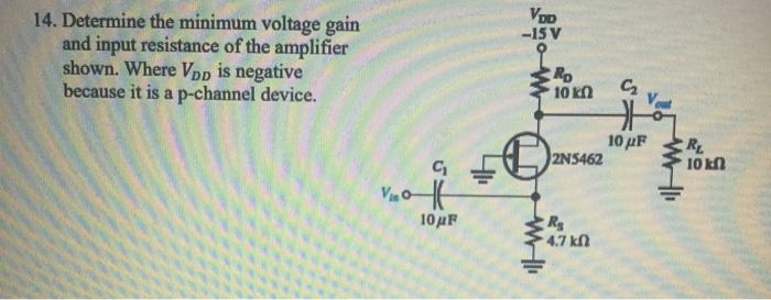 Solved 14. Determine the minimum voltage gain and input | Chegg.com