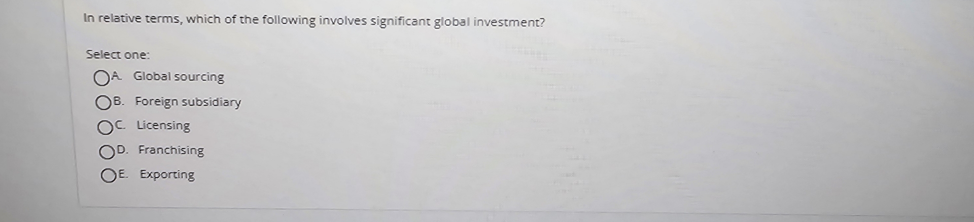 Solved In relative terms, which of the following involves | Chegg.com