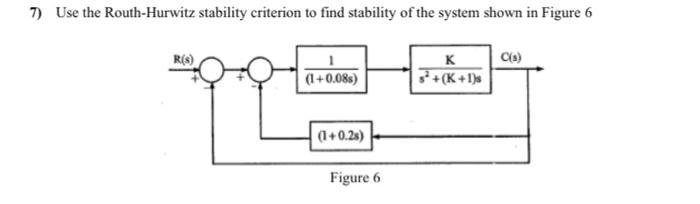 Solved 7) Use the Routh-Hurwitz stability criterion to find | Chegg.com