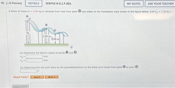 Solved block of mass m=5.60 kg is released from rest from | Chegg.com