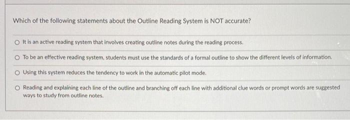 Solved Which of the following statements about the Outline | Chegg.com