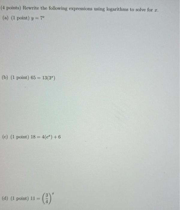 Solved (4 points) Rewrite the following expressions using | Chegg.com