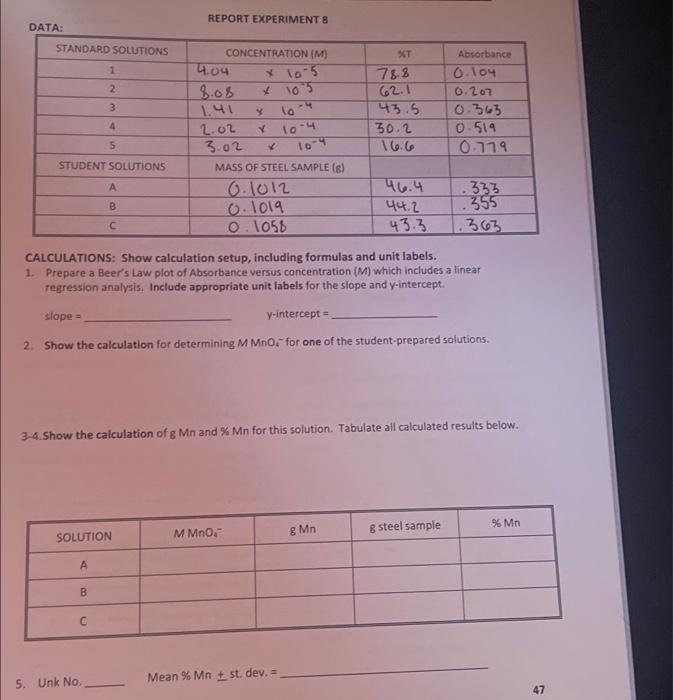 DATA: STANDARD SOLUTIONS STUDENT SOLUTIONS 1 2 3 A 4 | Chegg.com
