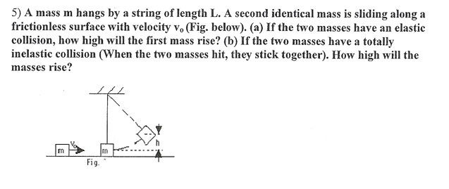 Solved A mass m hangs by a string of length L. A second | Chegg.com