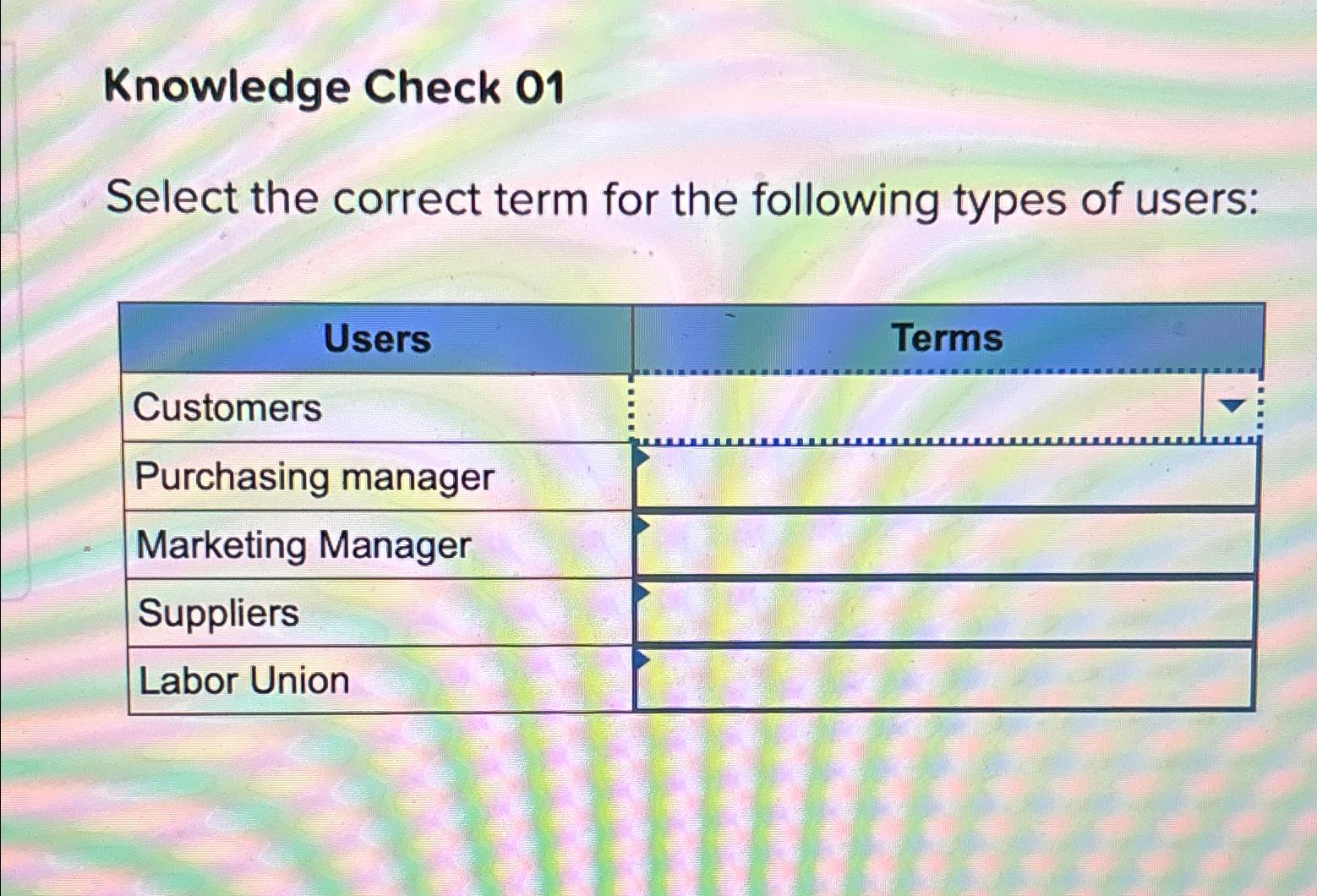 Solved Knowledge Check 01Select the correct term for the | Chegg.com