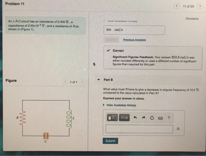 Solved Problem 11 Constants An L-A-C circuit | Chegg.com