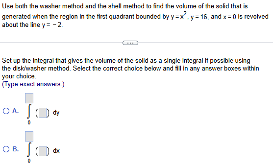 Solved Use both the washer method and the shell method to | Chegg.com