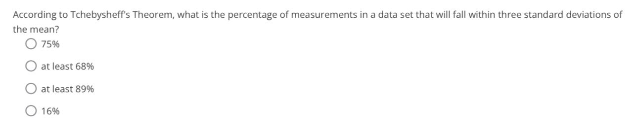 Solved According to Tchebysheff's Theorem, what is the | Chegg.com