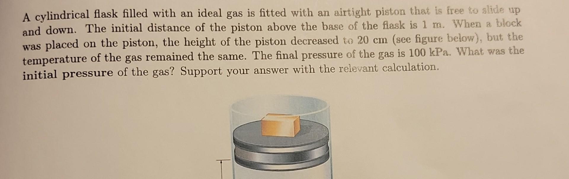 Solved A cylindrical flask filled with an ideal gas is | Chegg.com