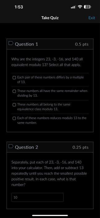 Solved Separately, put each of 23,−3,−16, and 140 into your | Chegg.com