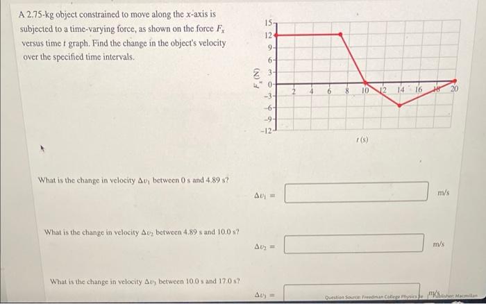 Solved A 2.75-kg object constrained to move along the x-axis | Chegg.com
