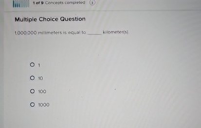 Solved 1 ﻿of 9 ﻿Concepts completedMultiple Choice | Chegg.com
