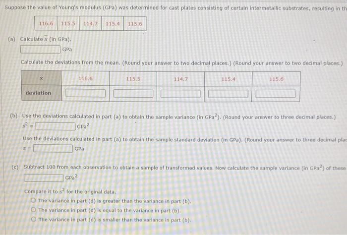 Solved b) Use the deviations calculated in part (a) to | Chegg.com