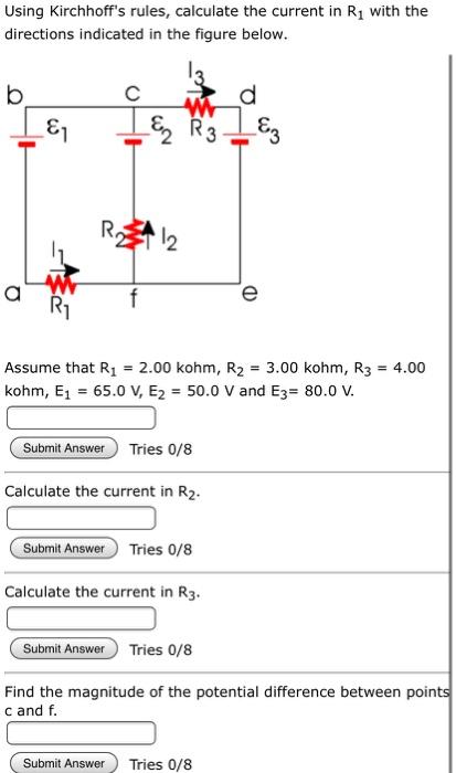 Solved Using Kirchhoff's rules, calculate the current in R1 | Chegg.com