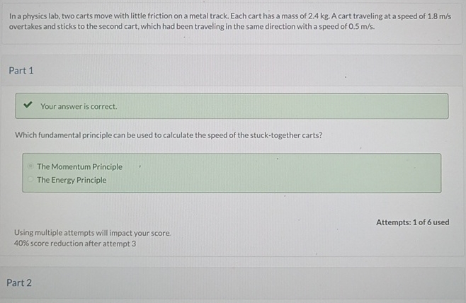 Solved In a physics lab, two carts move with little friction | Chegg.com