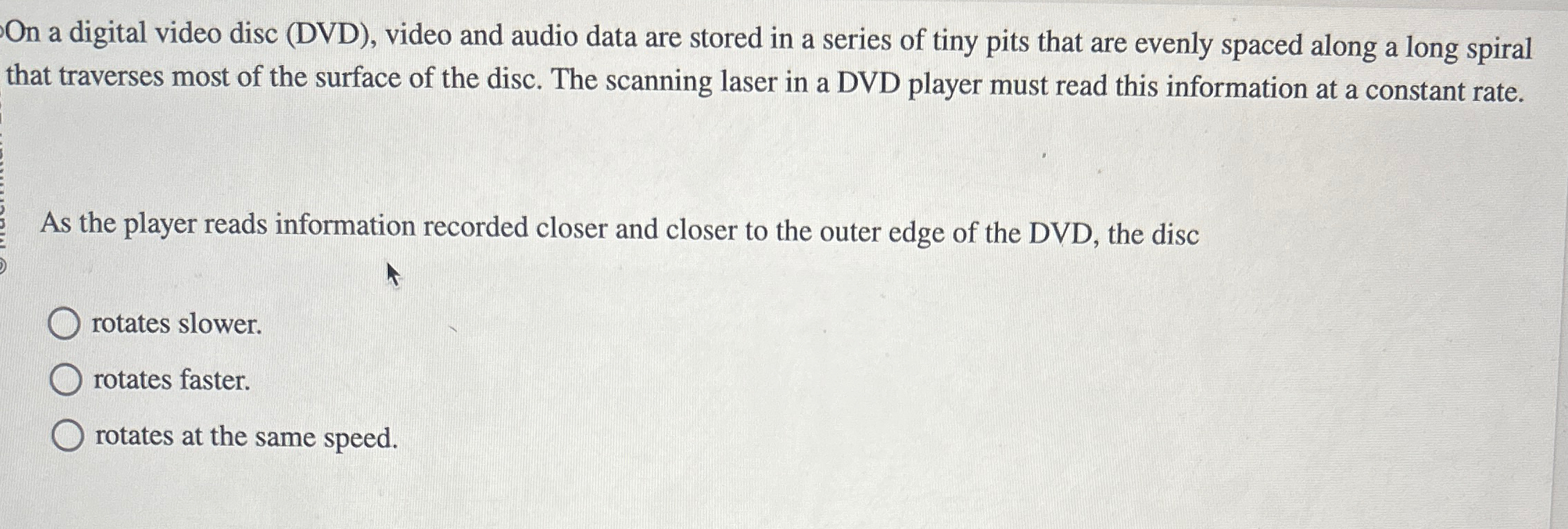 Solved On a digital video disc (DVD), ﻿video and audio data | Chegg.com