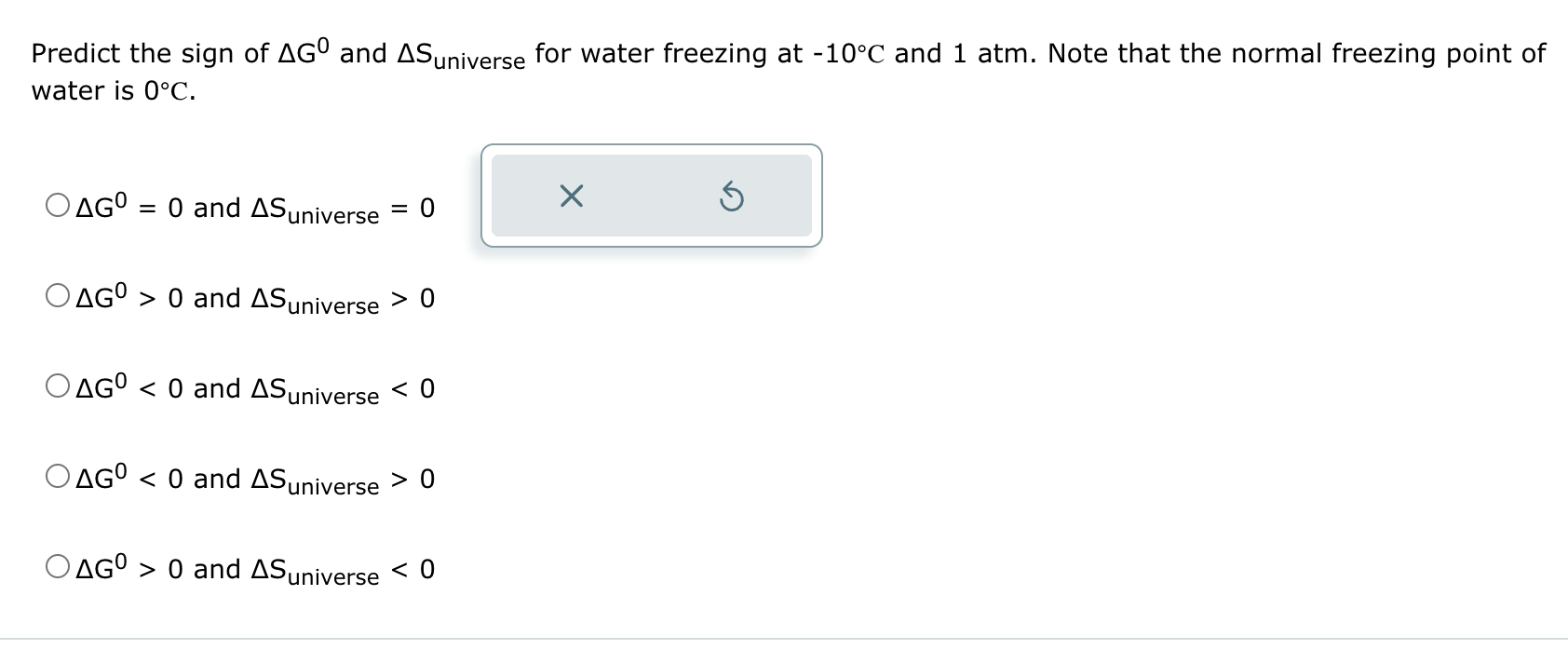 Solved Predict the sign of \Delta G0 ﻿and \Delta Suniverse | Chegg.com