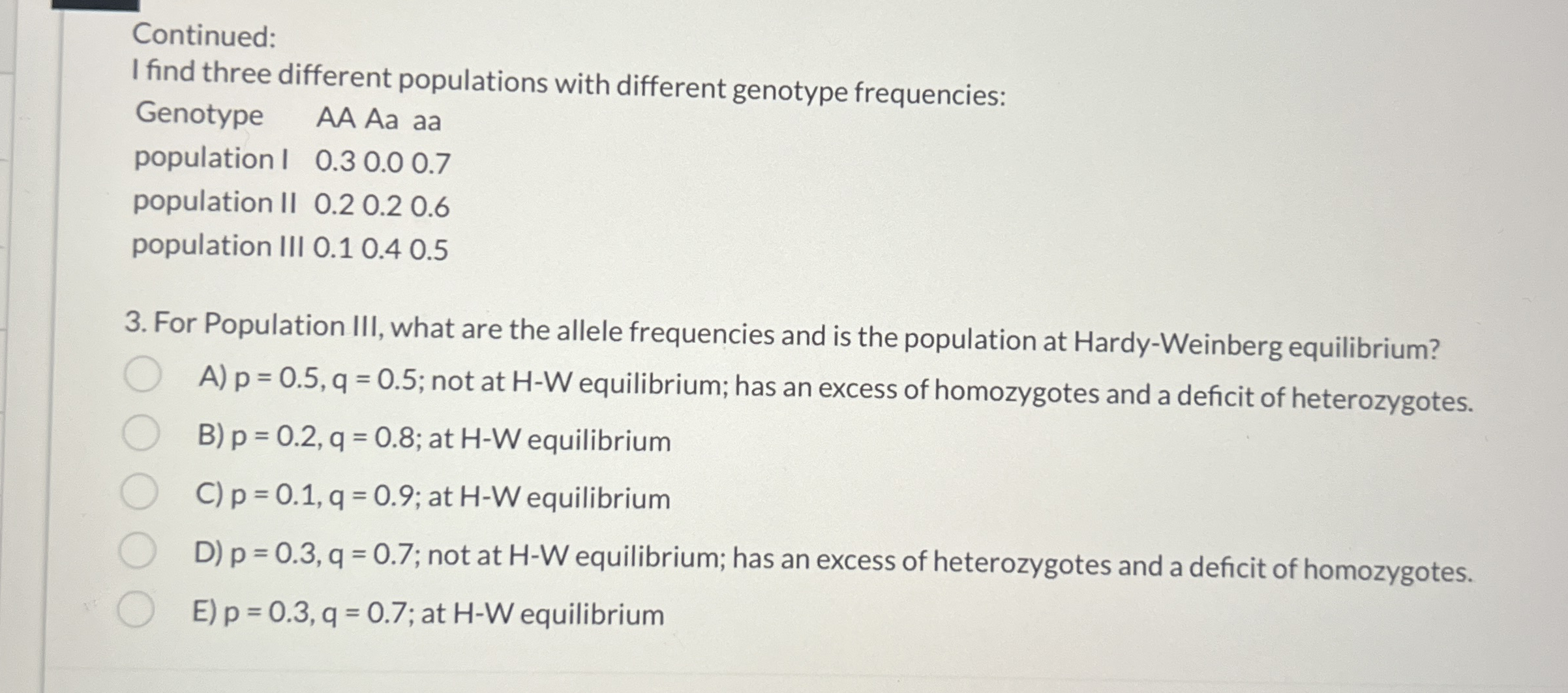 Solved Continued:I find three different populations with | Chegg.com