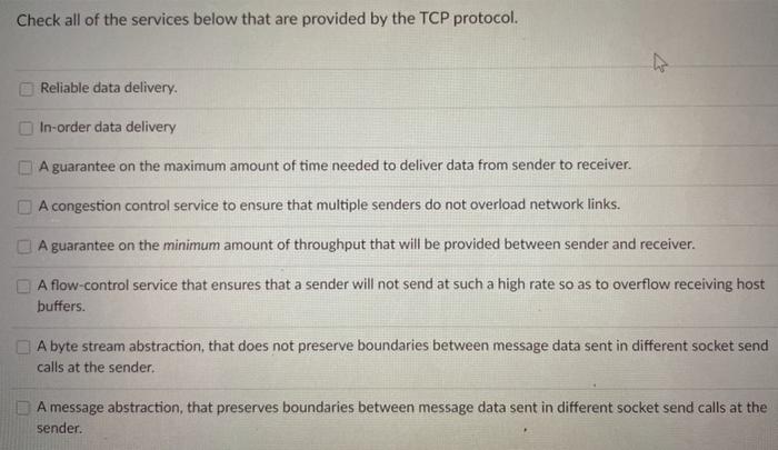 Solved Check all of the services below that are provided by | Chegg.com