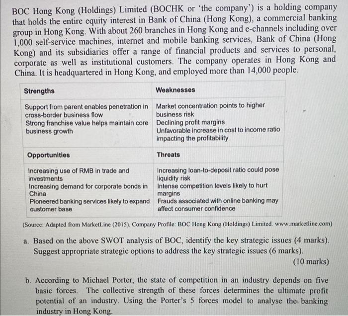 a BOC Hong Kong (Holdings) Limited (BOCHK or 'the | Chegg.com