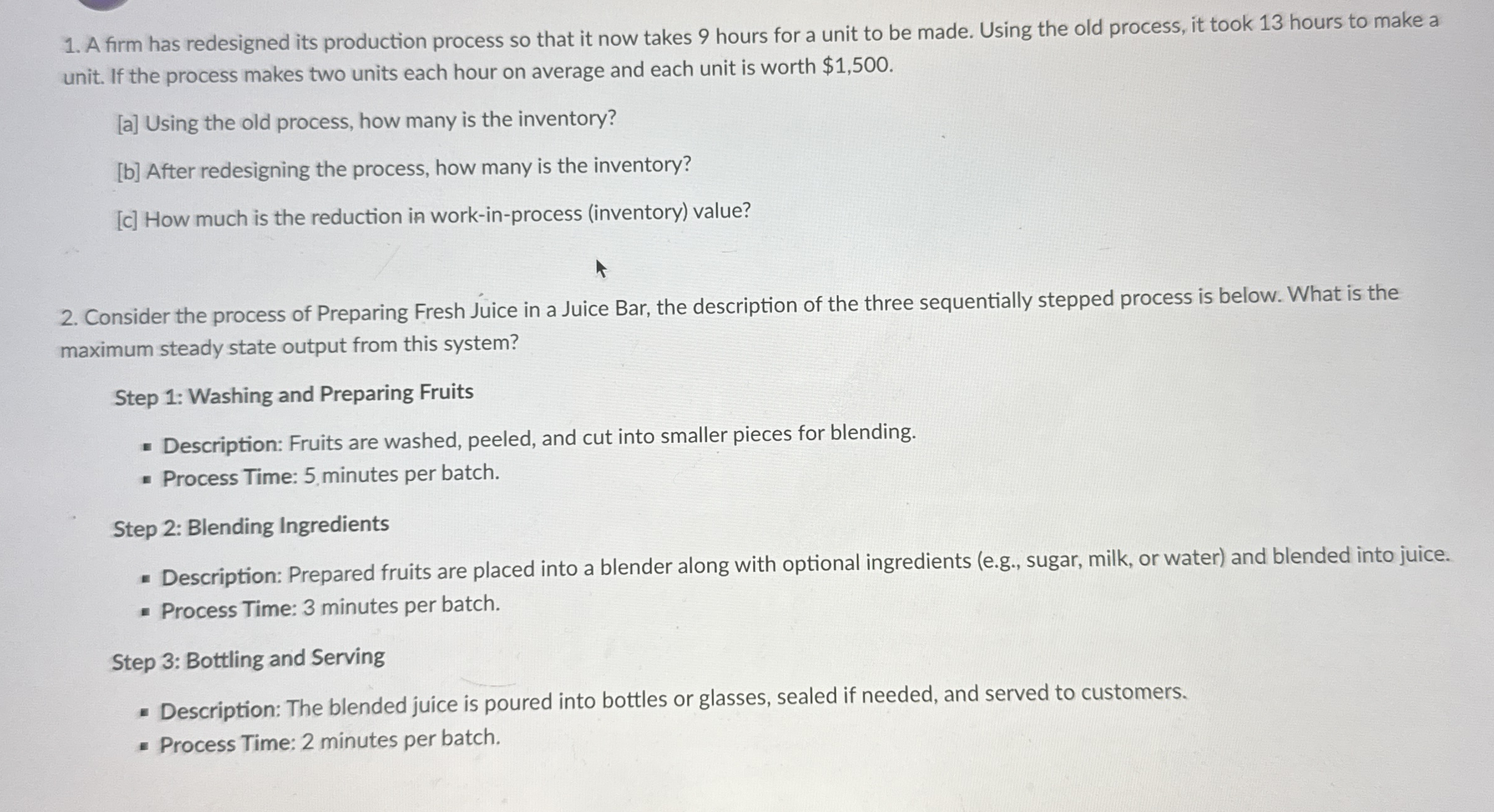 Solved A firm has redesigned its production process so that | Chegg.com