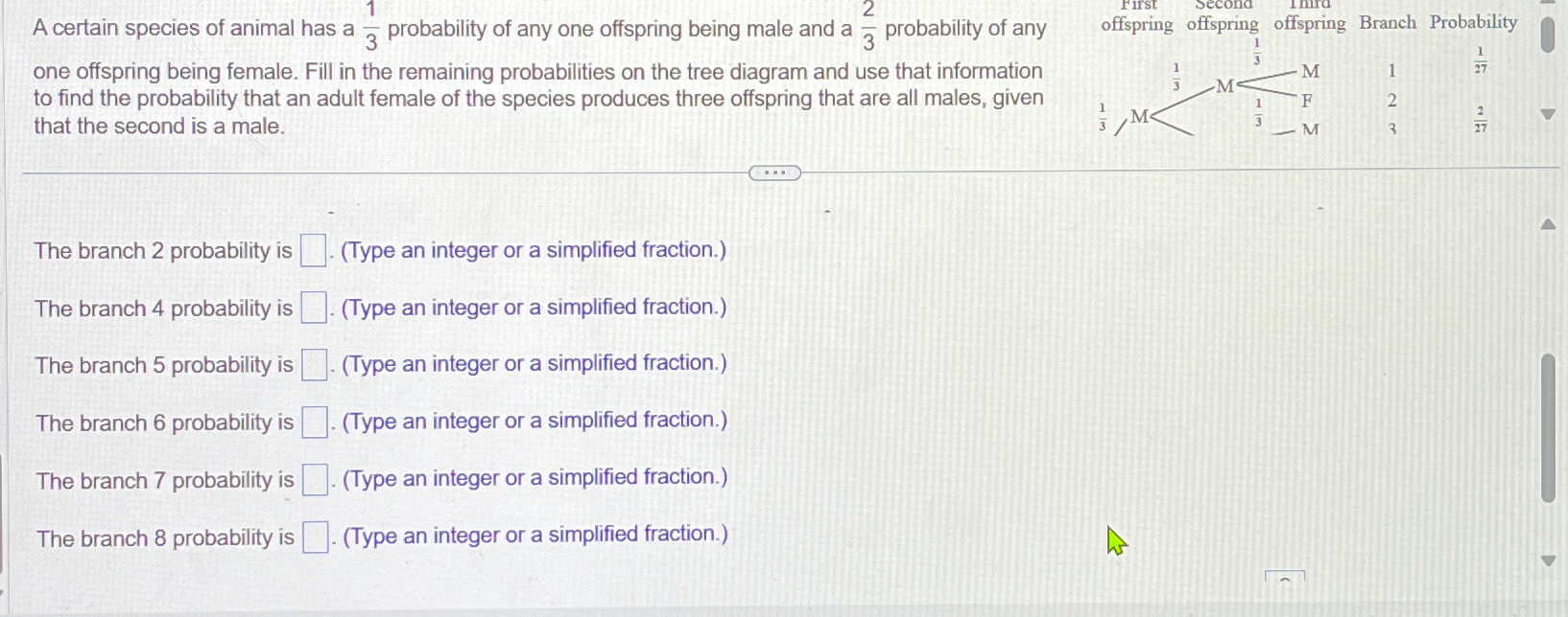 Solved A certain species of animal has a 13 ﻿probability of | Chegg.com