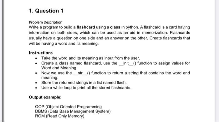 Solved Problem Description Write a program to build a | Chegg.com